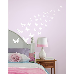 RoomMates RMK1706SCS Butterflies and Dragonflies Glow In The Dark Wall Decals , White