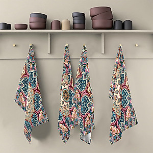 Kigai Kitchen Towels Set of 6, Mandala Pattern Highly Absorbent Dish Towels Reusable Cleaning Cloths Washable Tea Towels Hand Towel 28 x 18 Inch