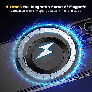 IKARY for iPhone 13 Pro Max Case with Hidden Magnetic Stand Compatible with Magsafe & Military-Grade Drop Protection - Shockproof Translucent Matte iPhone 13 Pro Max Phone Case, Black