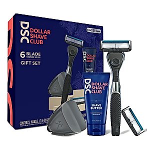 Dollar Shave Club Shaving Set - Handle, 6-Blade Cartridges x 2, Shave Butter, Razor Cover