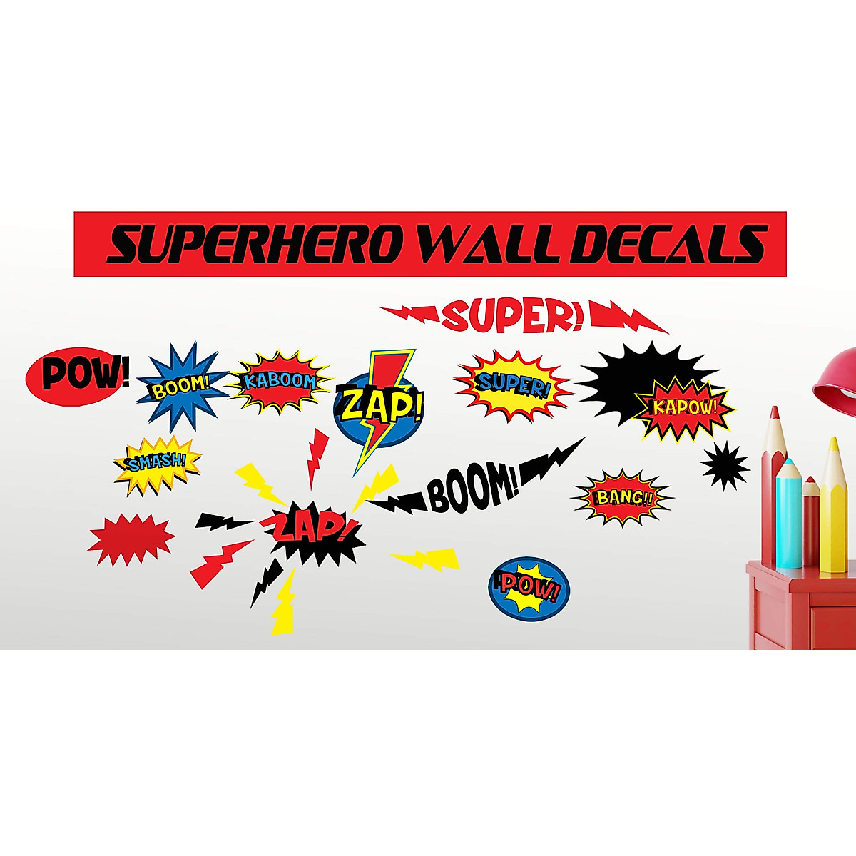 Superhero Boys Room Wall Decals Decor Stickers Teenager Decorations for Bedroom (Superhero)