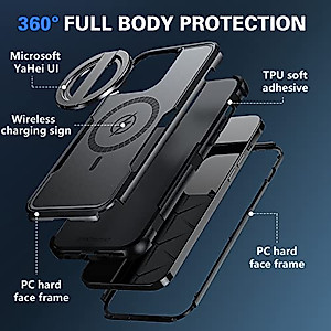 Joytra for iPhone 14 Pro Max Case Magsafe[6 in 1],Military Grade Shockproof Heavy Duty Protection[with 1Pack Tempered Glass Screen Protector+Bottle Opener Phone Bracket]Case for iPhone 14 Pro Max