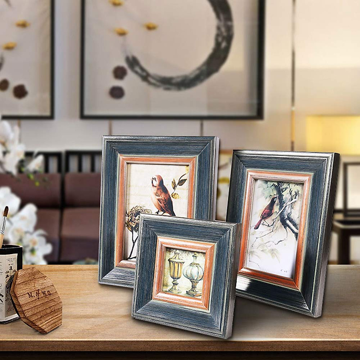 Najer 5x7 Square Retro Stereo Photo Frame, Solid Wood Painting Picture Frame for Wedding, Photo Studio, Home Decoration, Painting Art