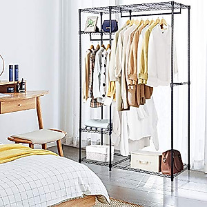 Tangkula Garment Rack Clothing Rack, Heavy Duty Free Standing Closet Organizer with Storage Shelves & Hanging Rods, Clothes Hanger Organizer