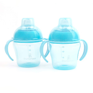 Primo Passi Soft Spout Sippy Cup, Learning Cup, 5 oz - 150ml, 2-Pack, 4 months Blue