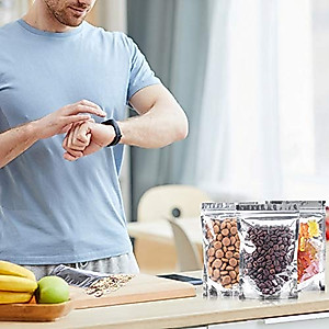 200 Pack - 4"x6" Stand Up Clear Silver Reclosable Mylar Bags for Food Storage, 7.8-mil Aluminum Foil Packaging, Plastic Zipper Food Coffee Candy Storage, Foil Grip Seal Zip Lock Wrap Smell Proof Bags