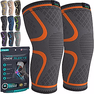 MODVEL Knee Braces for Knee Pain Women & Men - 2 Pack Knee Brace for Knee Pain Set, Knee Brace Compression Sleeve, Knee Braces for Knee Pain Meniscus Tear, ACL & Arthritis Pain Relief - Knee Sleeves