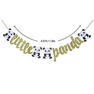 Little Panda Banner Sign Garland for Baby Shower Birthday Party Decor Zoo or Safari Theme Party Photo Prop Backdrop (Gold)