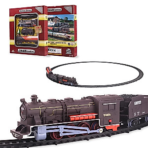LEYI Classic Train Set Toys 1:87 Round Tracks Railway for Under Christmas Tree Battery Operated Train with Sound and Light Christmas Birthday Gifts for Boys and Girls 3 Cars 2 Trees 12 Tracks