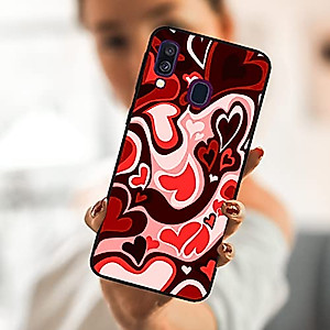 zaztify Phone Case for Samsung Galaxy A40, Lovely Irregular Red Black Love Heart Lovecore Aesthetic Cute Shockproof Protective Anti-Slip Thin Soft Cover Shell