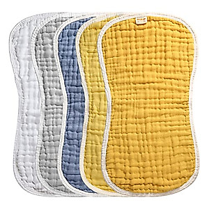 MUKIN Muslin Burp Cloths - Baby Burp Cloth Sets for Unisex. Perfect for Newborn Baby Burping Cloths/Burp Bibs. Newborn Burping Rags for Boys and Girls (Multicolored 3)