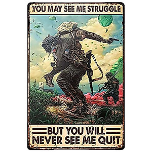 Veterans Day Decor U.S Army Veteran Tin Sign for Backyard Garage Man Cave Shed Office Craft Room Living Room Coffee & Bar Wall Decor Home Sign Gift 8x12 inch
