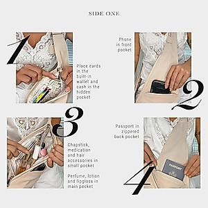 SASH Crossbody Bag - Black or Brown Reversible Genuine Leather Purse for Women - Travel Sling Bag with FRID-Protected Wallet