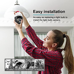 SYMYNELEC Light Bulb Security Camera Outdoor Waterproof 2K, 2.4GHz Wireless WiFi Light Socket Security Cam with Color Night Vision Human Motion Detection Tracking IP65 Works with Alexa Google (2 PCS)