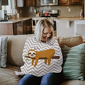 Nursing Cover for Breastfeeding Scarf & Car Seat-for Babies Girls Boys Infant,Soft Stretchy Infinity Cover Ups for Stroller Baby Car Seat-Sloth on Branch Geometric Stripes