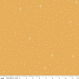 Riley Blake Christmas Wishes C15046 Gold Starry Sky Cotton Fabric