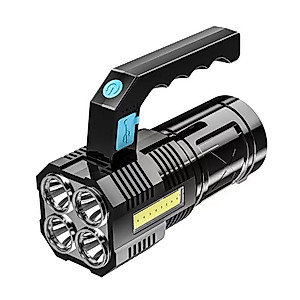 Lovskoo 4 Led Flashlight Outdoor Strong Lights High Brightness Flash Light with 8 Lighting Models, Waterproof, Portable Rechargeable Light Camping Essentials Accessories Camping Supplies Cool Stuff
