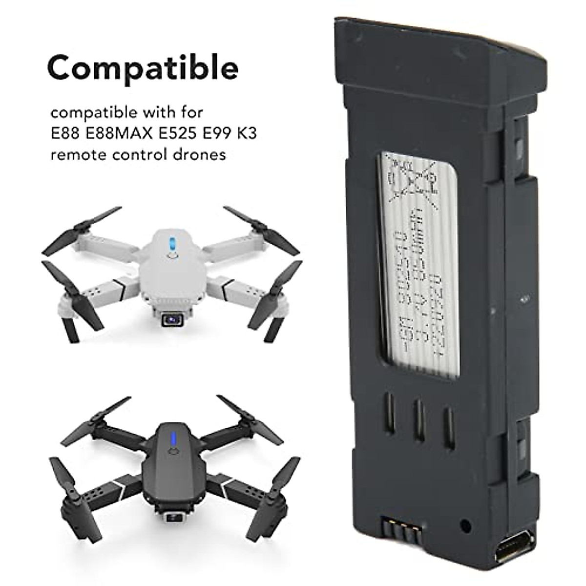 Fabater RC Drone Battery, Lipo RC Battery for E58 L800 JY019 S168 X Pro, Remote Control UAV Lithium Battery, RC Drone Backup Battery, UAV Replacement Battery Accessories (850mAh)