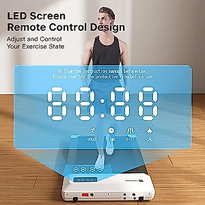 DeerRun Walking Pad Treadmill Under Desk, 2 in 1 Walking Pad Portable Treadmill with 265lbs Capacity, Under Desk Treadmill for Home/Office in LED with Wheels