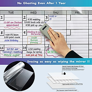 Dry Erase Monthly Laminated Jumbo Whiteboard Calendar, 25" by 38",Erasable Family Schedule Planner