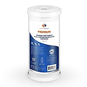 Aquaboon 10" x 4.5" 2 Pack Whole House Water Filter Cartridge 5 Micron - Sediment and Carbon Water Filter Cartridge Replacement Сompatible with GE FXHTC, GXWH35F, GXWH30C, GXWH40L, WHKF-GD25BB