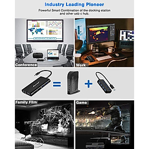 Hiearcool Docking Station,11IN1 USB C Docking Station,Dual Monitor Laptop Docking Station USB C Dock for Dell HP Lenovo Universal Docking Station for Office and Work from Home