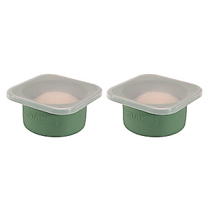 KEVJES Stackable Silicone Artisan Pizza Dough Proofing Boxes Proving Containers with Lids-2 pack-500ml portion (Green)