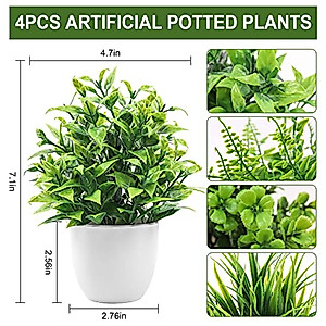 Der Rose 4 Packs Fake Plants Small Artificial Faux Potted Plants for Living Room Home Office Farmhouse Bathroom Kitchen Decor Indoor