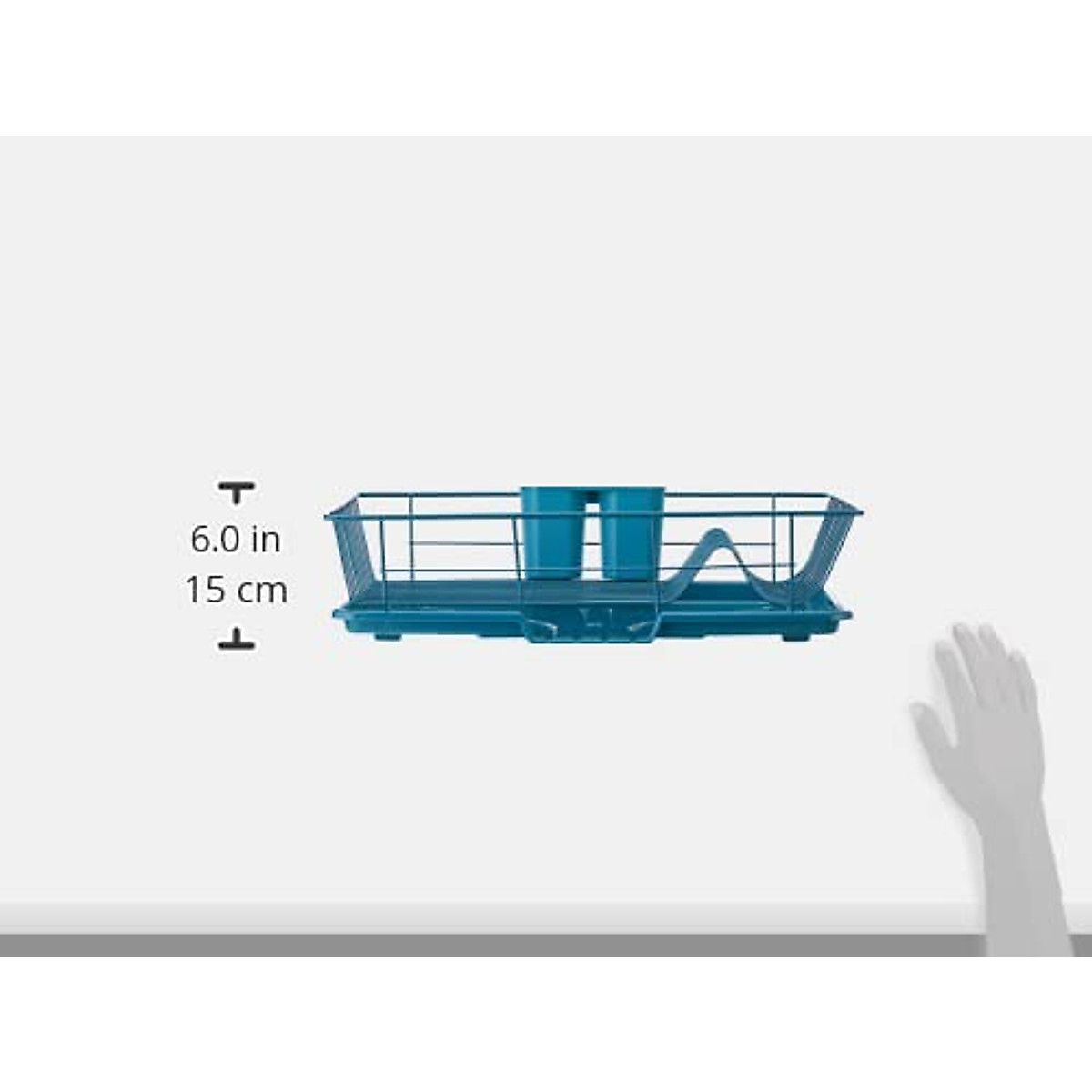 Sweet Home Collection 3 Piece Dish Drainer Rack Set with Drying Board and Utensil Holder, 12" x 19" x 5", Teal