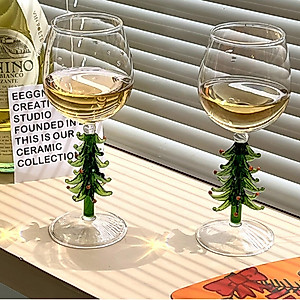3D Cup With Christmas Tree Figurine Inside Stemless Glass For Wine Water Milk Goblet-Drinking Glass Cup