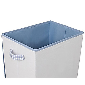 BirdRock Home Baby Clothes Hamper with Lid - Folding Cloth Hamper with Handles - Dirty Clothes Sorter Bin - Easy Storage - Collapsible - Blue and White