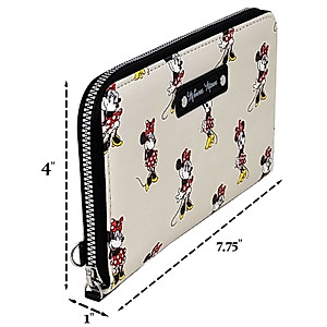 Disney Wallet Wristlet Zip Clutch Faux Leather (Minnie Mouse Cream)