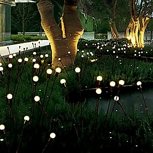 Rehenbsem Solar Firefly Lights Outdoor Waterproof,2 Pcs 6 LED Starburst Swaying Lights Outdoor Garden, Swaying When Wind Blows Decorative String Lights for Yard Patio Pathway