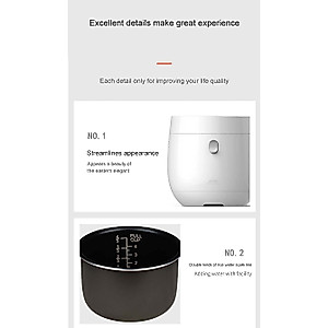 GUANGZHIAN 1.0 L Rice Cooker, Medium Size Cooker for 3-5 People, Multi Food Steamer, 24 Hours Preset, Portable Electric Rice Cooker 4 Cups (Uncooked), White