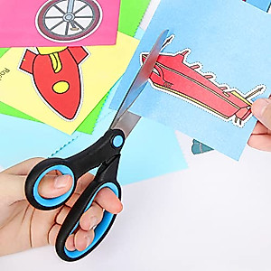 Left Handed Scissors for Adults, 8 Inch Lefty Scissors Bluk for Kids Student, All Purpose Sharp Blades Shears Set of 2 Pack, Great for Craft, Office, Sewing Fabric, Arts, School and Home, Black/Blue