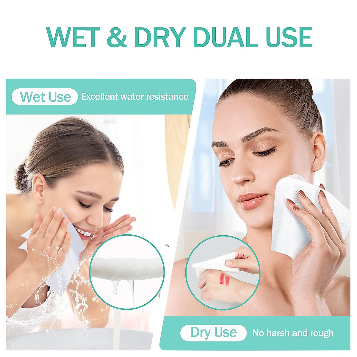 Tahoe Trails Disposable Face Towel, Soft Dry Wipe, Lint Free, Dry Wet Use for Sensitive Skin, 80Count Cotton Facial Tissue, Makeup Removing, Surface Cleaning 5.91 * 7.87inch, 80