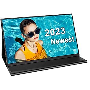 HONGO Portable Monitor Full Metal Frame 15.6 Inch FHD 1080P External Laptop Monitor HDMI USB C Computer Display Dual Monitor for Laptop PC Phone Included Adjustable Folding Cover