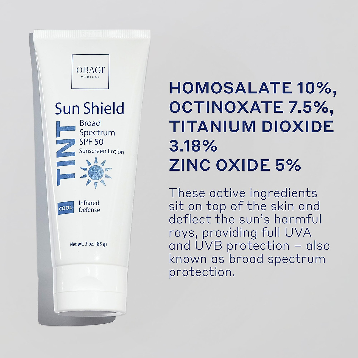 Obagi Sun Shield Tinted Sunscreen – Broad Spectrum SPF 50 Protection from the Sun – Cool Tint – 3 oz
