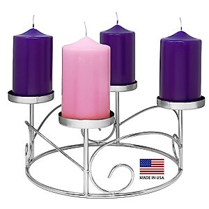 Title: Advent Candles Set of 4 – Made in the USA None Drip Advent Pillar Candles – Unscented Purple & Pink Advent Candles for Church and Home Advent Décor decoration Advent Wreaths Rings Candle Holder