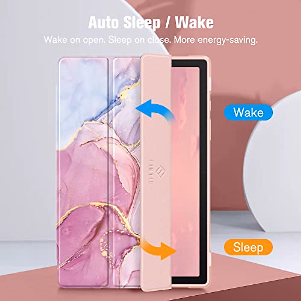 Fintie Hybrid Slim Case for Samsung Galaxy Tab A8 10.5 Inch 2022 Model (SM-X200/X205/X207), Shockproof Cover with Clear Transparent Back Shell, Auto Wake/Sleep, Glittering Marble