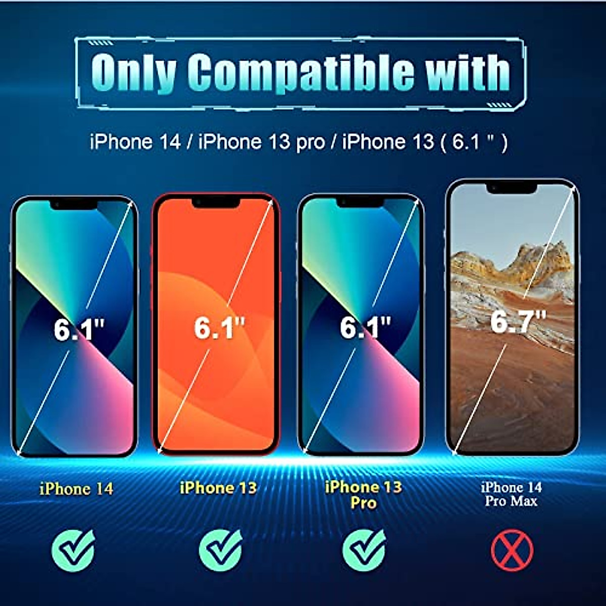 NatuBeau 3 Pack Screen Protector Compatible with iPhone 13 / iPhone 13 Pro, iPhone 13 Pro Screen Protector Tempered Glass, 6.1 inch, 9H Hardness, Scratch Resistant, Easy Installation, Case Friendly
