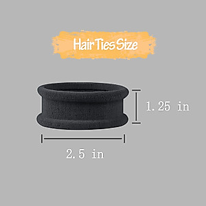 Black Hair Ties for Women Girls, Big Hair Scrunchies Elastics Bands Elastic Hair Tie Ropes Ponytail Holders for Thick Heavy Long or Curly Hair 20 PCS