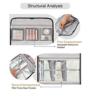 Relavel Travel Toiletry Bag for Men, Hanging Toiletry Bag for Women Makeup Cosmetic Storage Organizer Large Capacity Travel Kit Shaving Bag for Full Sized Container Black