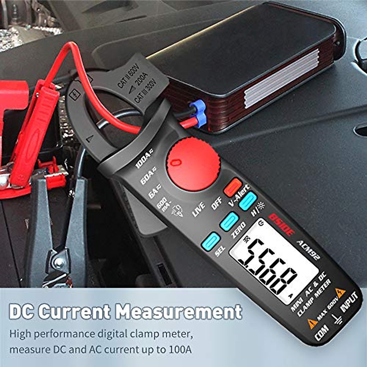 ACM92 Mini Clamp Meter AC DC Current 100 Amp Auto Range Digital Multimeter Frequency Tester Non-Contact Voltage Detection