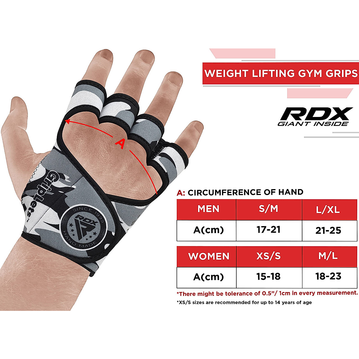 RDX Weight Lifting Gloves Grips, Gym Fitness Workout, Anti Slip Ventilated Open Back Gripper, Strength Training HIIT Exercise Deadlift, Men Women Cycling Rowing Climbing Hanging Pull Ups Gymnastics