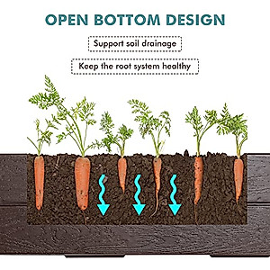 Giantex Planter Raised Bed, Hexagon Garden Bed for Vegetable Flower Succulents Fruits, 8 Inch Deep, Weather Resistant Outdoor Rectangular Gardening Bed Lawn Yard, Easy Assembly, Brown