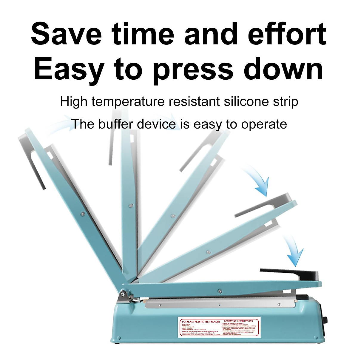 Metal body,Impulse Sealer 8 inch, Manual Heat Sealer Machine for Plastic Bags, Shrink Wrap Bag Sealers Heavy Duty Sealing Machine With Repair Kit (Blue)