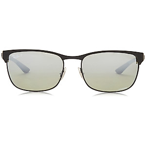 Ray-Ban Men's RB8319CH Chromance Square Sunglasses, Matte Black On Black/Polarized Grey Mirrored Silver, 60 mm