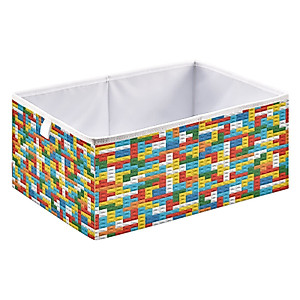 Kigai Building Blocks Storage Bins Cube Foldable Storage Baskets Bin Waterproof Home Organizer with Handles Basket for Toy Nursery Blanket Clothes, 11x11x11 Inch