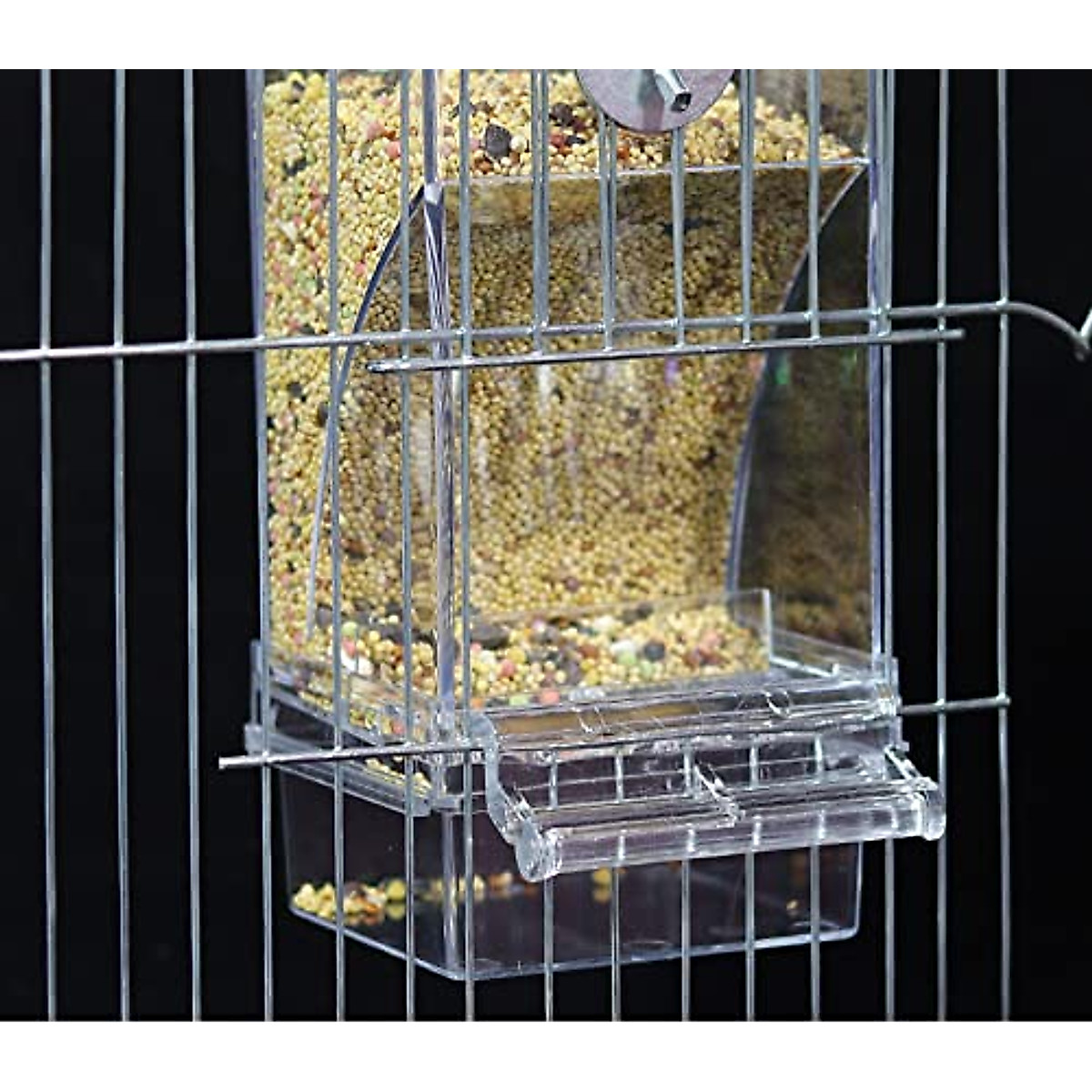 Automatic Bird Feeder,No Mess Bird Feeder,Bird Cage Feeder Bird Cage Accessories for Parakeet Canary Cockatiel Finch (Transparent)
